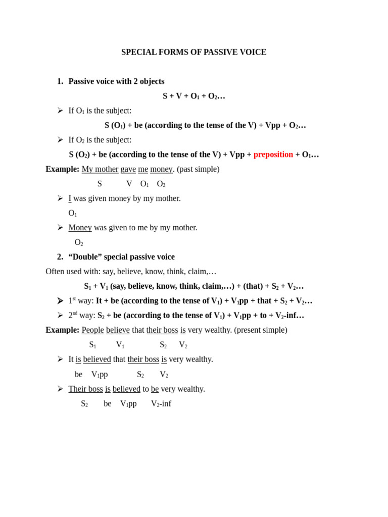SPECIAL FORMS OF PASSIVE VOICE | PDF | Language Families | Semantic Units