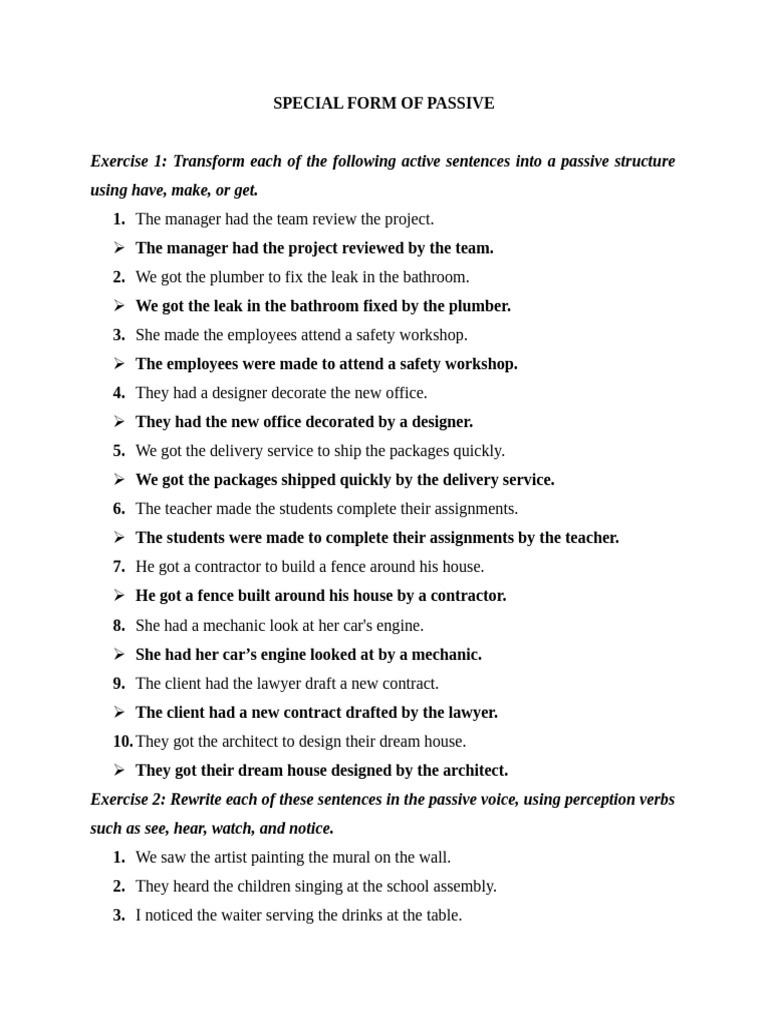 SPECIAL PASSIVE VOICE TYPE 3 AND 4 | PDF