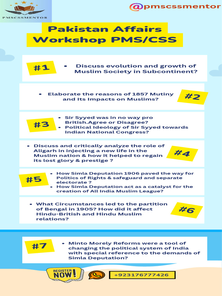 Pakistan Affairs Workshop Roadmap by Pmscssmentor | PDF | All India ...