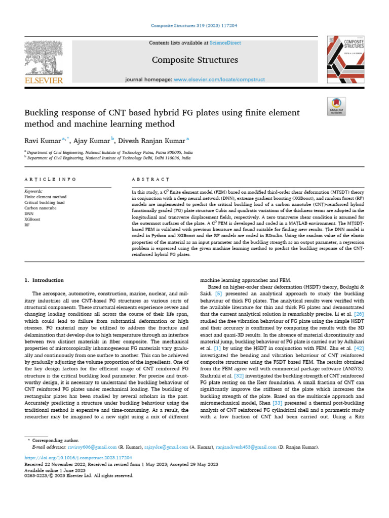 Buckling Response of CNT Based Hybrid FG Plates Using Finite Element ...