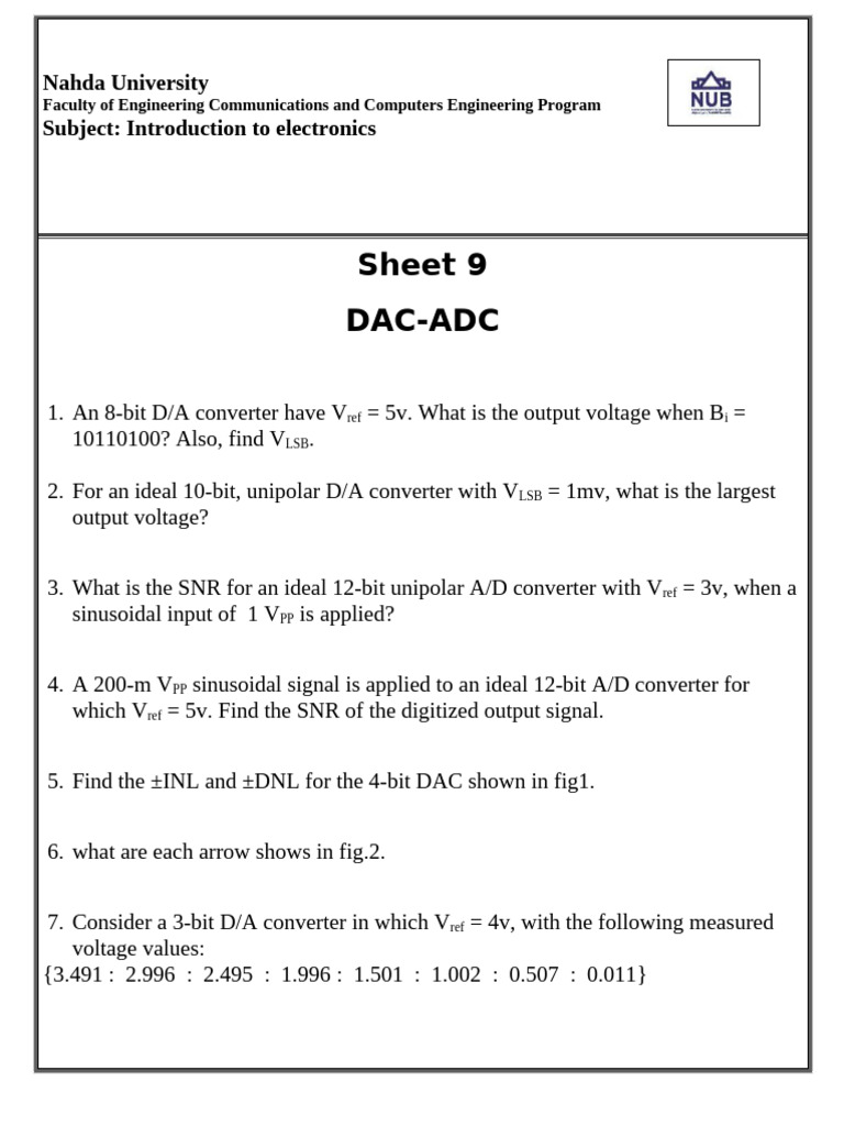 sheet3 -electronics Eng.- DAC-ADC | PDF