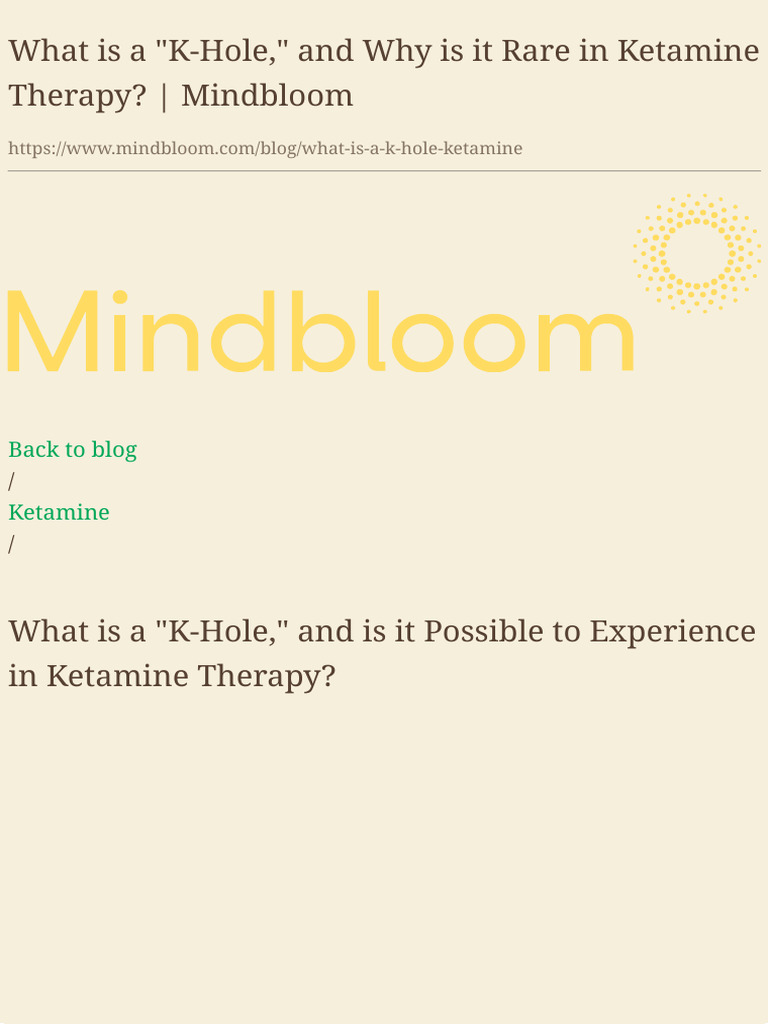 Understanding K-Holes in Ketamine Use | PDF | Experience | Mental Disorder