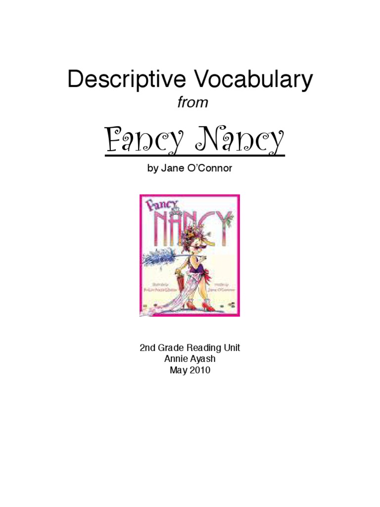 Fancy Nancy Unit Additional Pages | PDF | Lesson Plan | Vocabulary