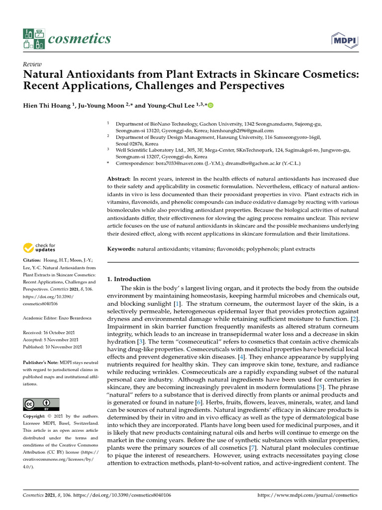 Natural Antioxidants From Plant Extracts in Skinca | PDF | Antioxidant ...