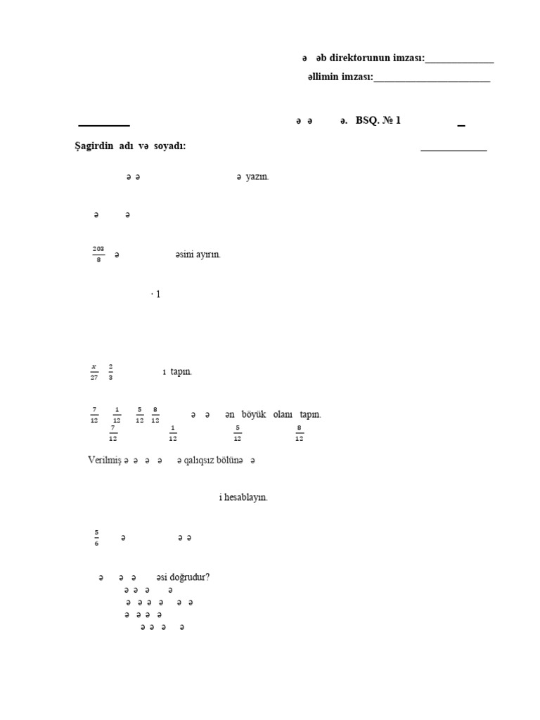 5ci Sinif BSQ1 A | PDF
