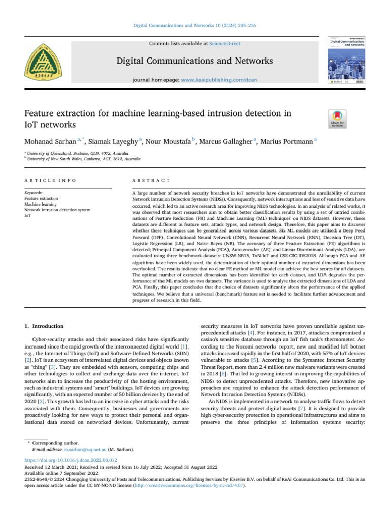 Feature Extraction For Machine Learning-Based Intrusion Detection in | PDF | Machine Learning ...