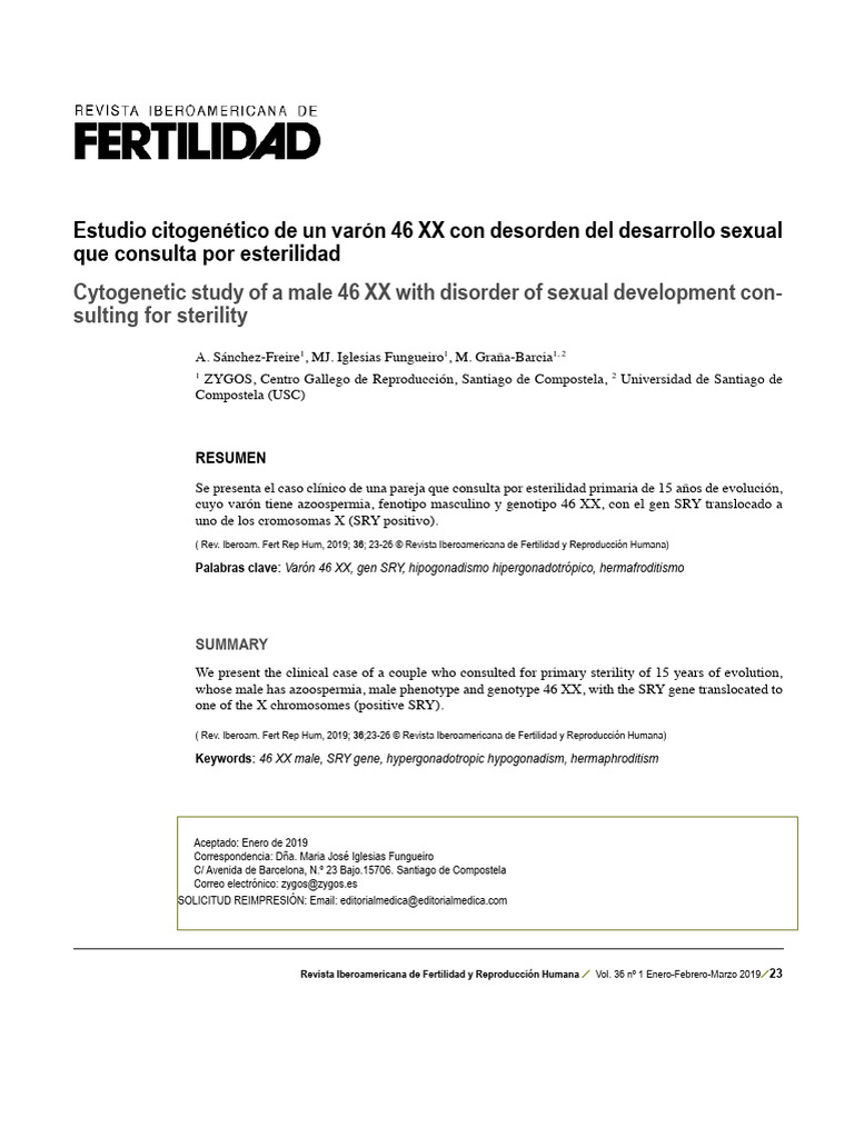 Varón 46 XX: Caso de Esterilidad y Gen SRY | PDF | Sexo | Genética