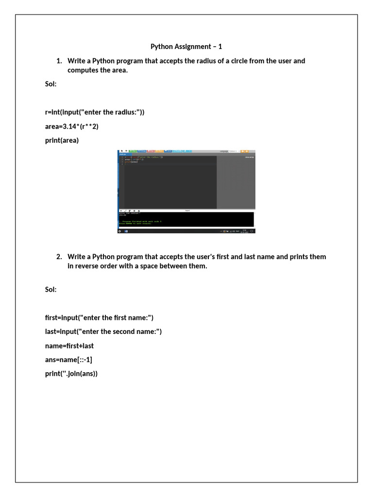 Assignment 1 - Python Programming HASSAN | PDF
