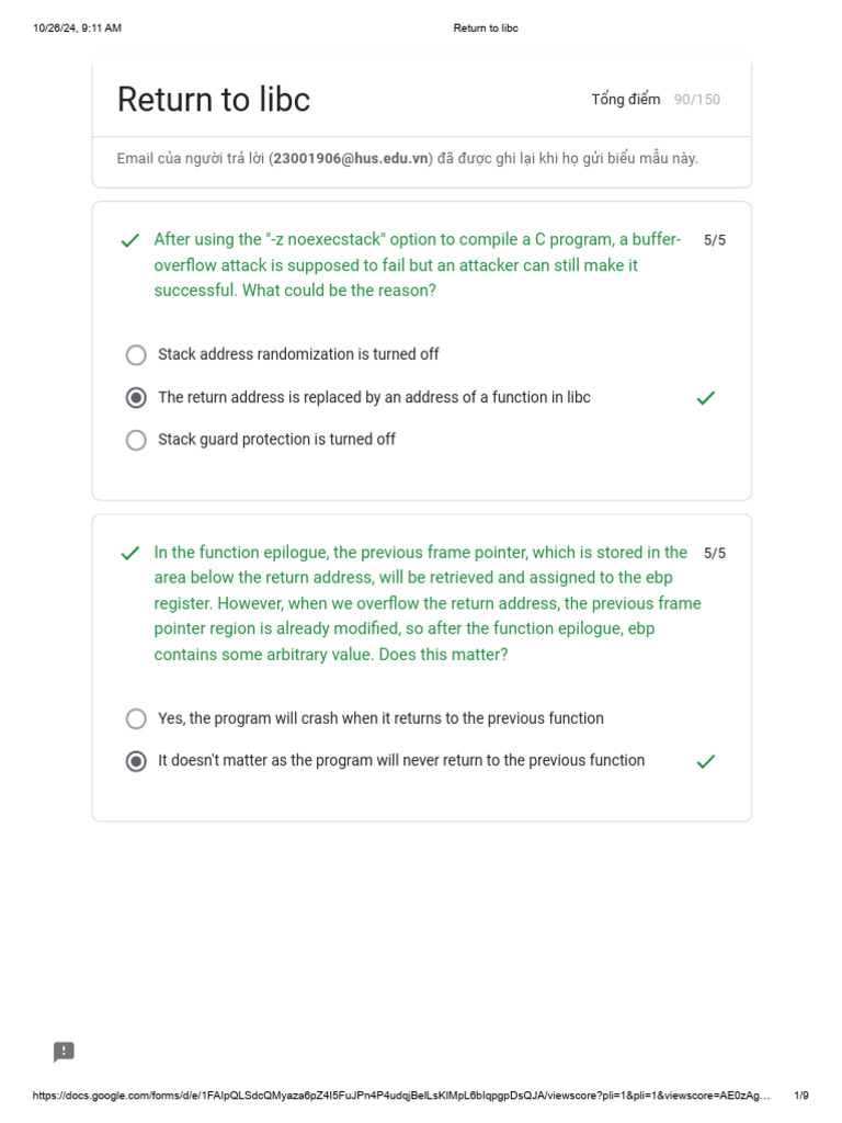 Return to libc | PDF | Pointer (Computer Programming) | Computer Programming