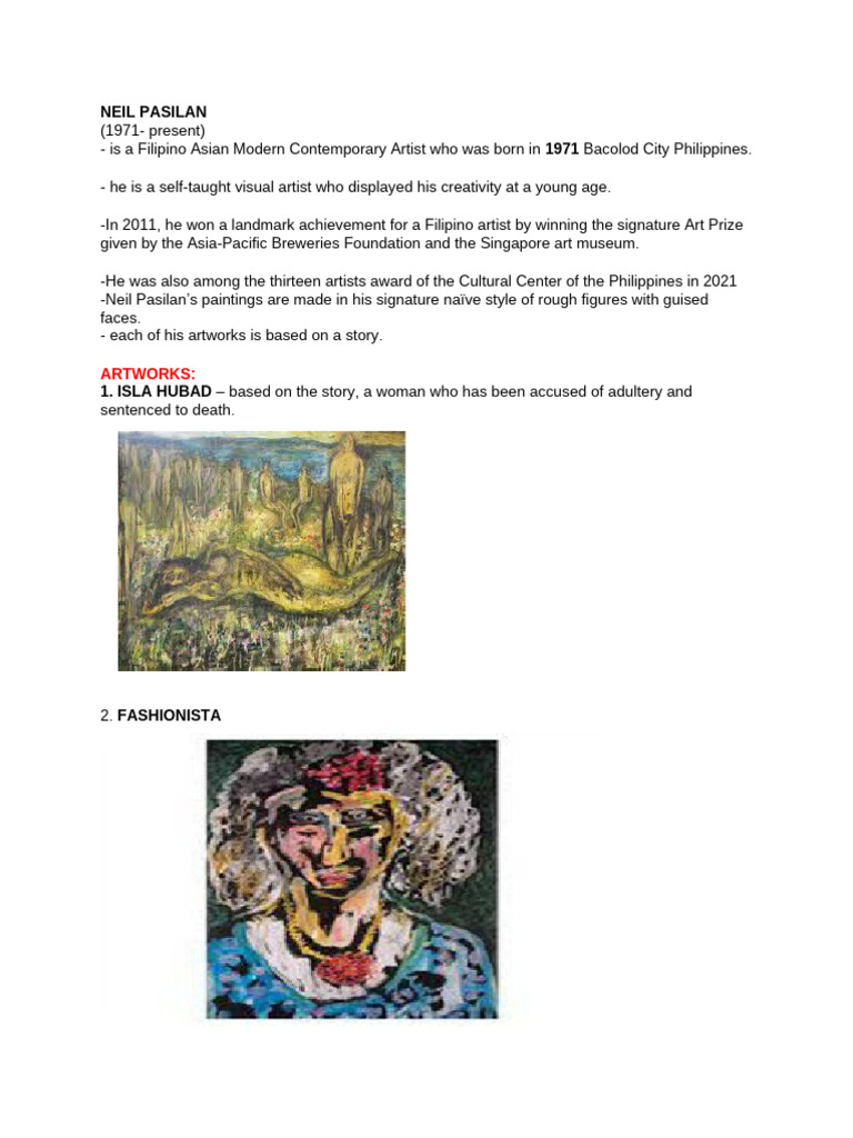 Neil Pasilan: Contemporary Filipino Artist | PDF | The Arts