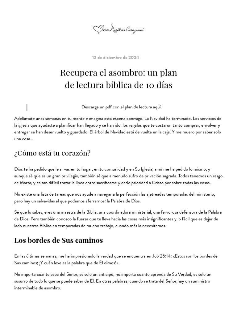 Recupera El Asombro - Un Plan de Lectura Bíblica de 10 Días - Maestra Verdadera Blog - Aviva ...