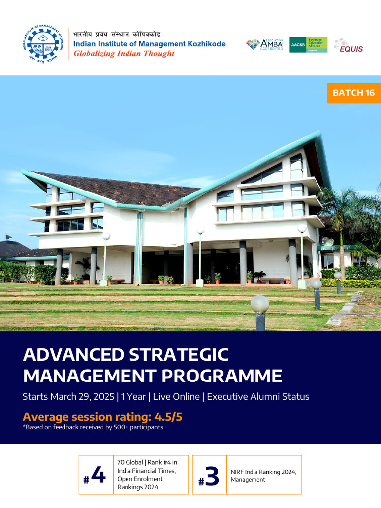 IIMK ASMP B16 Brochure | PDF | Strategic Management | Economies