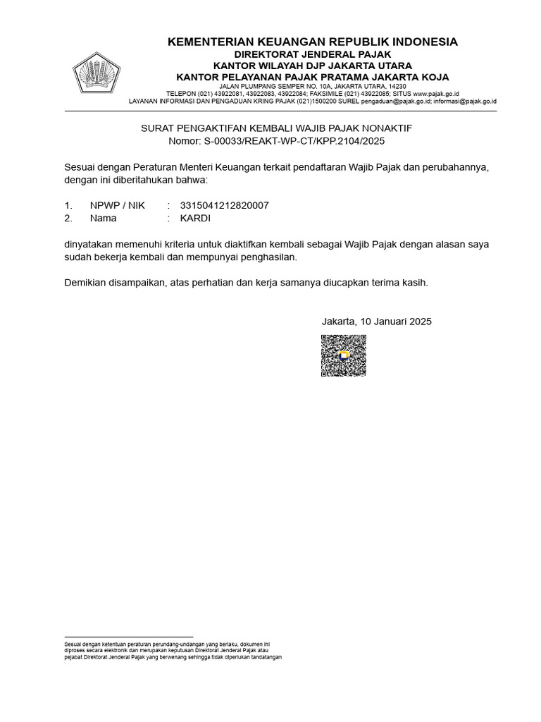 STATUS UPDATE NOTIFICATION LETTER REACTIVATION A 05 DOC003b | PDF