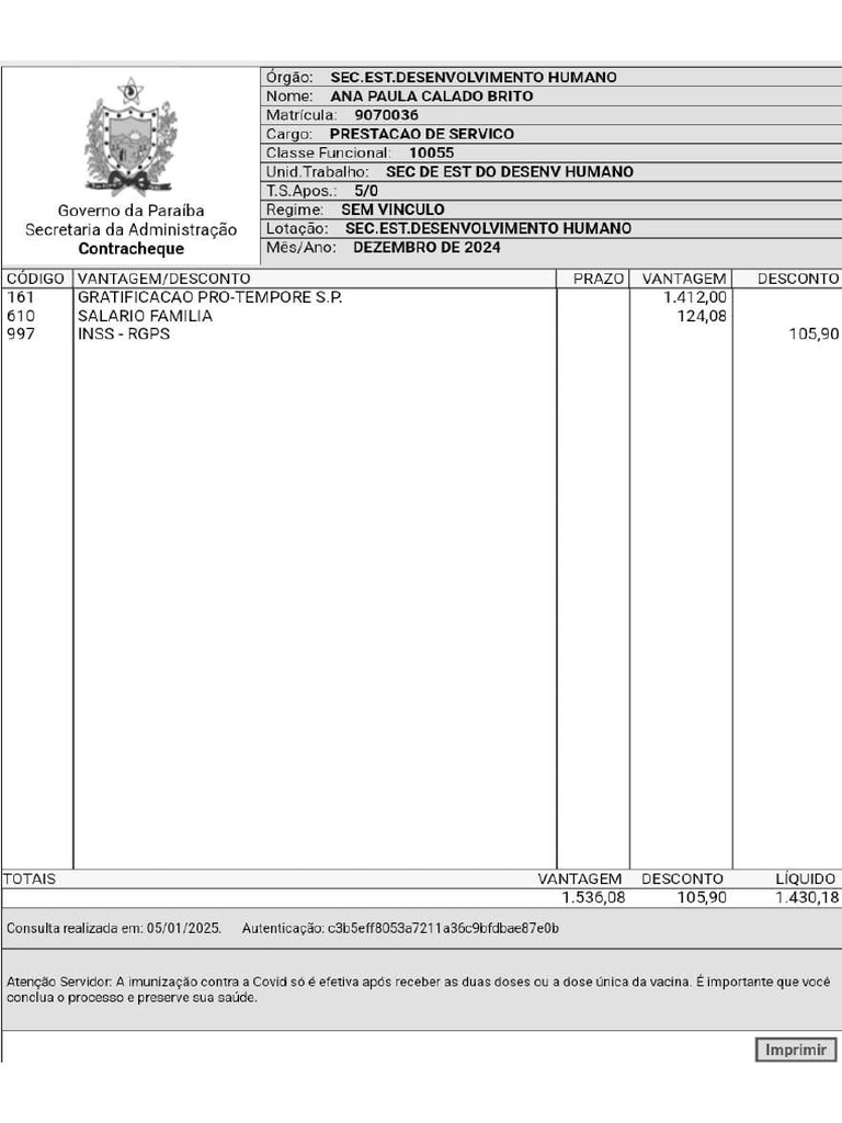 Contra Cheque 12.24 | PDF