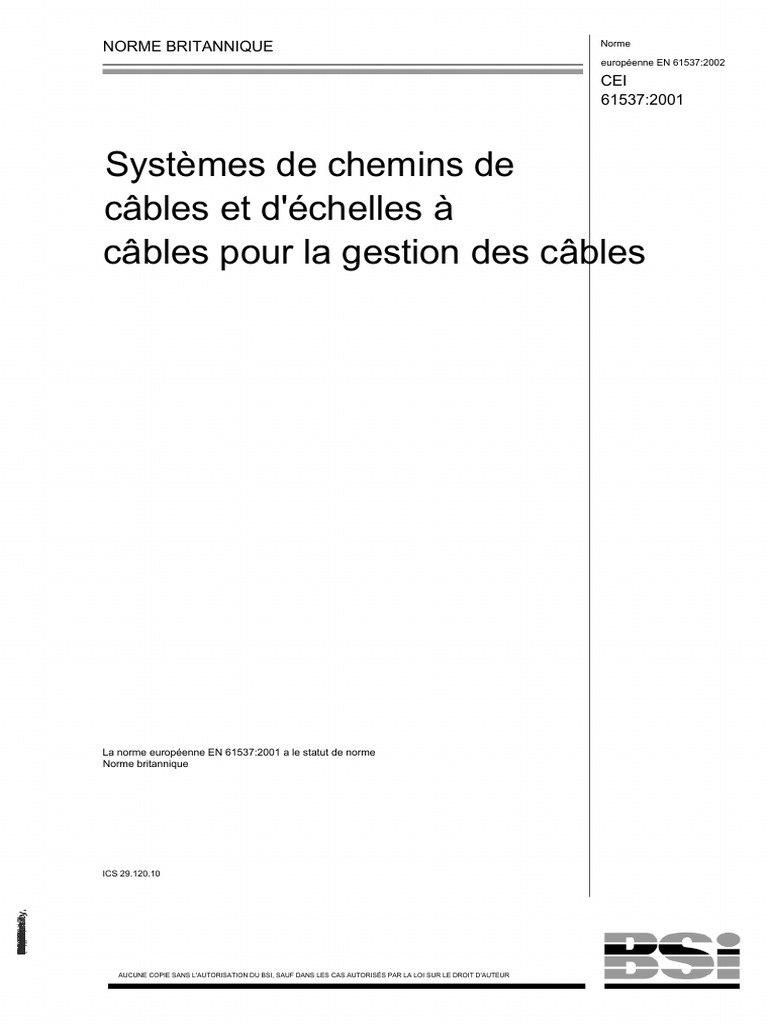 Norme EN 61537: Gestion des câbles | PDF | Métaux | Commission ...