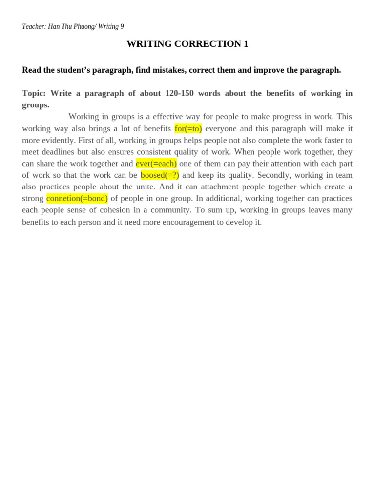 Writing Correction 1 | PDF