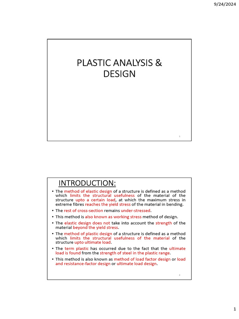 Plastic Analysis and Design | PDF | Bending | Deformation (Engineering)