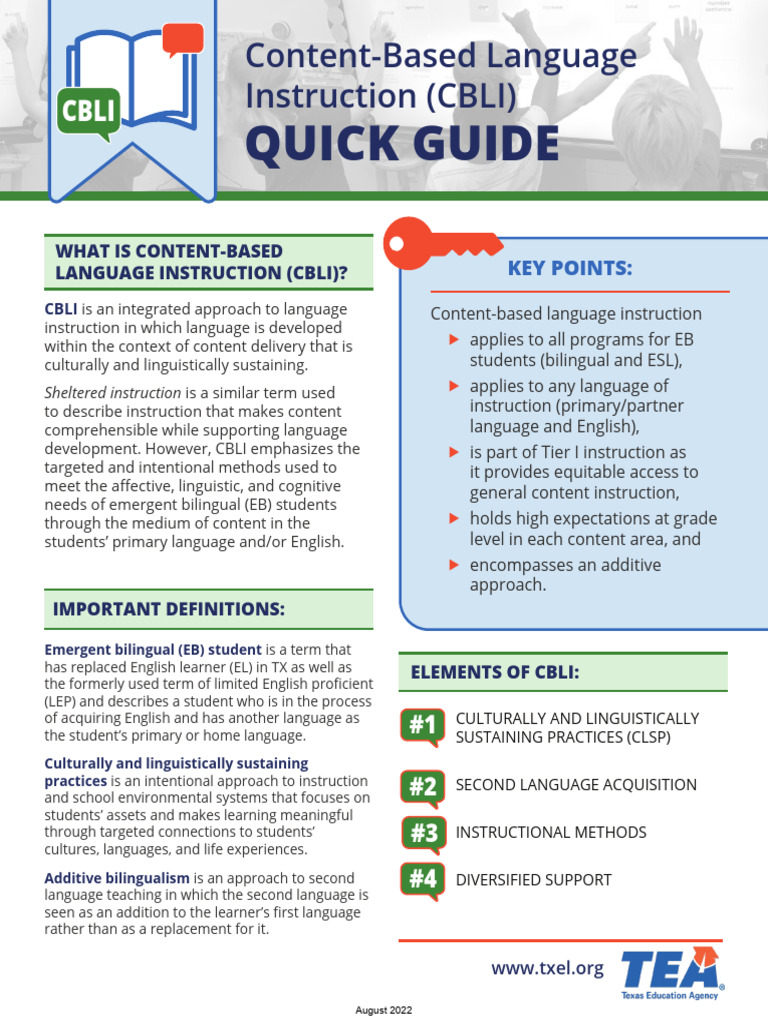 Cbli Quick Guide | PDF | Multilingualism | Second Language