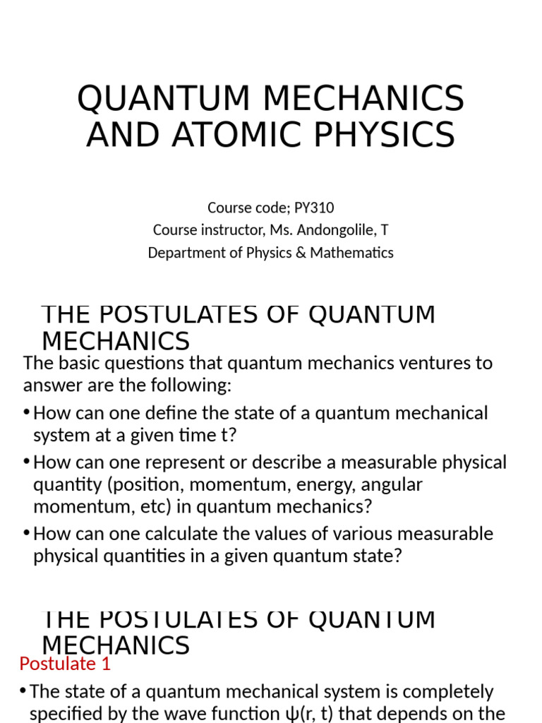 PY 310 Chapter 2-1 | PDF | Wave Function | Quantum Mechanics