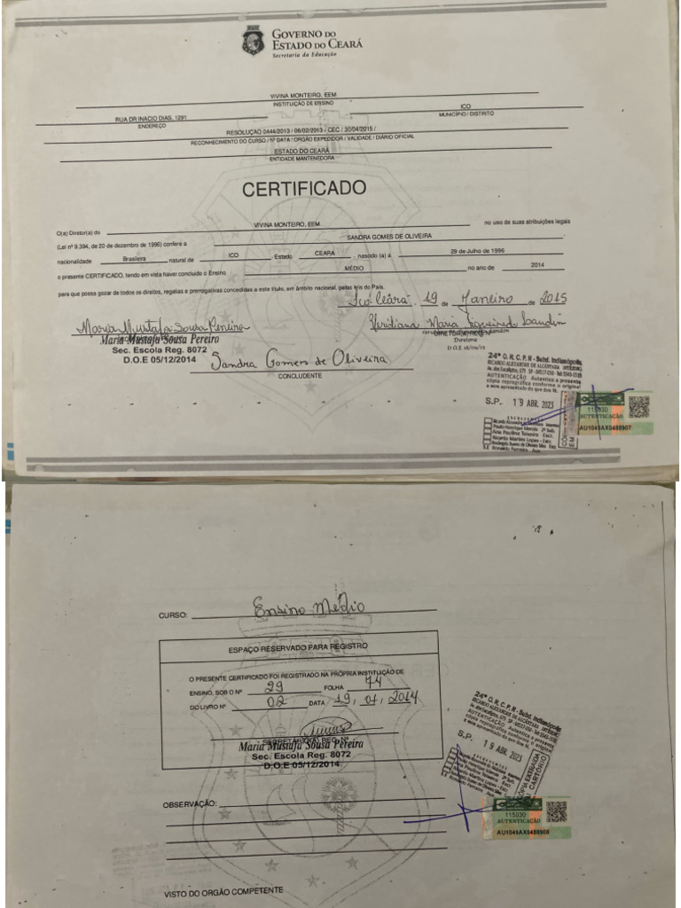 Certificado - Sandra Gomes de Oliveira | PDF