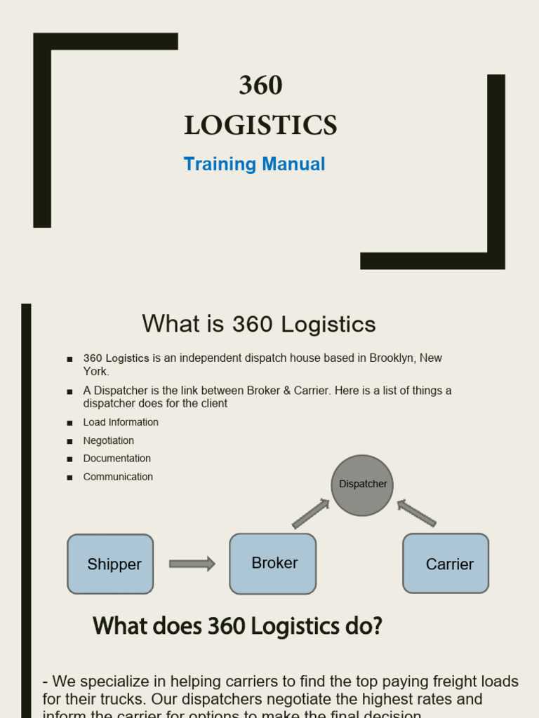 360 Logistics Training Manual | PDF | Cargo | Truck