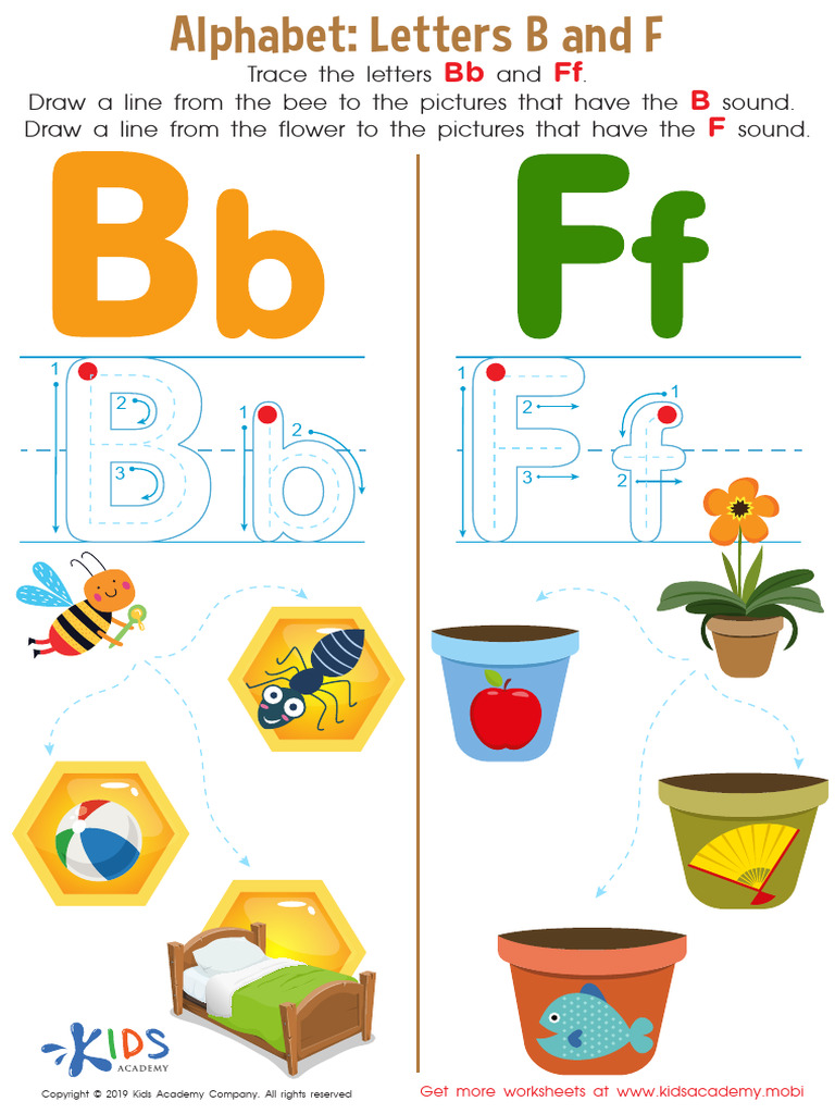 Preschool Letters B and F Tracing Worksheet | PDF