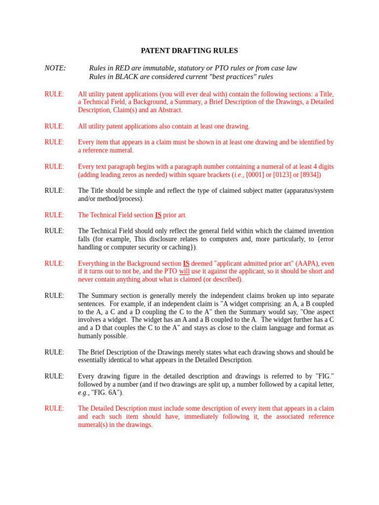 Patent Drafting Rules Updated | PDF | Prior Art | Patent Application