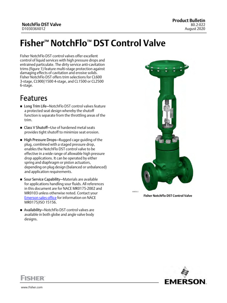 Fisher NotchFlo DST Control Valve | PDF | Valve | Chemical Engineering