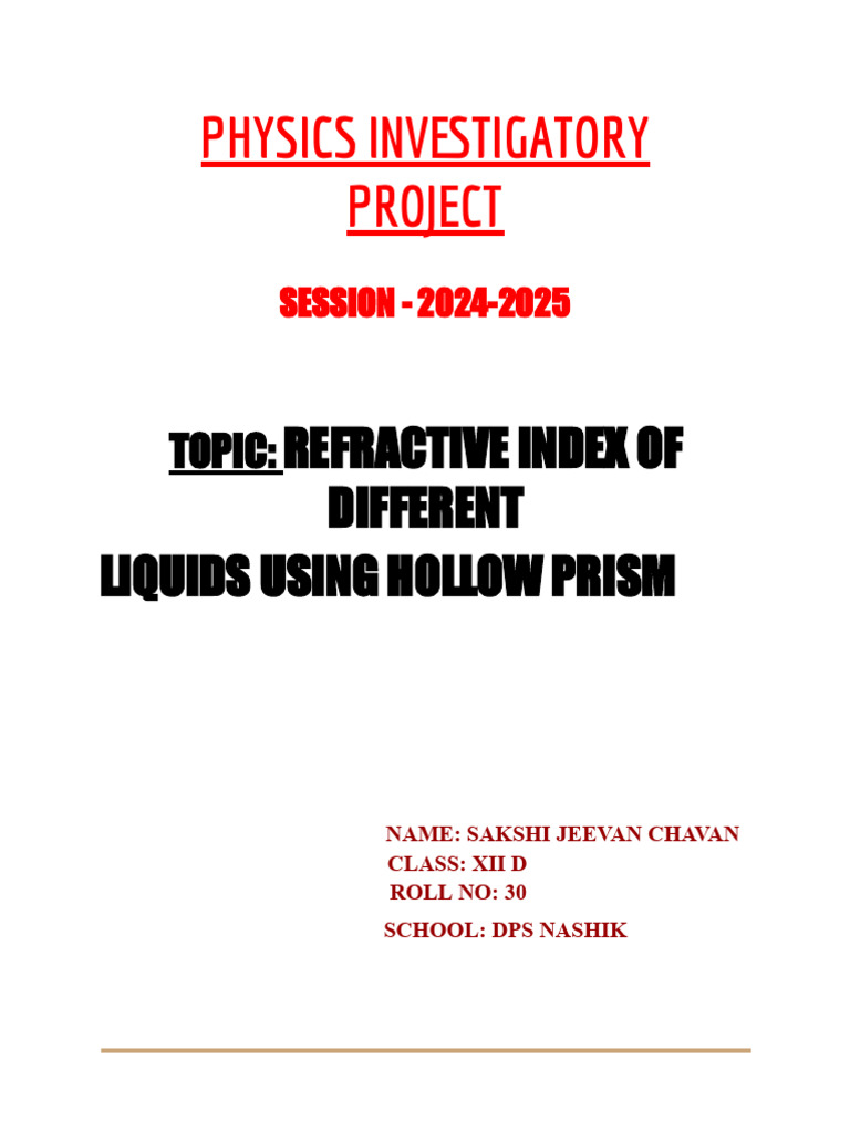 PHYSIC'S PROJECT (2) | PDF | Refraction | Electrodynamics