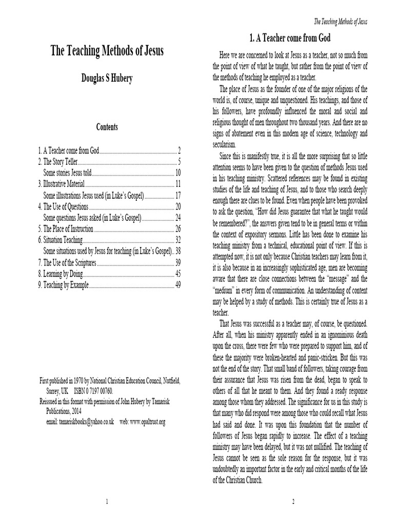 Jesus' Teaching Methods Analyzed | PDF | Jesus | Gospels