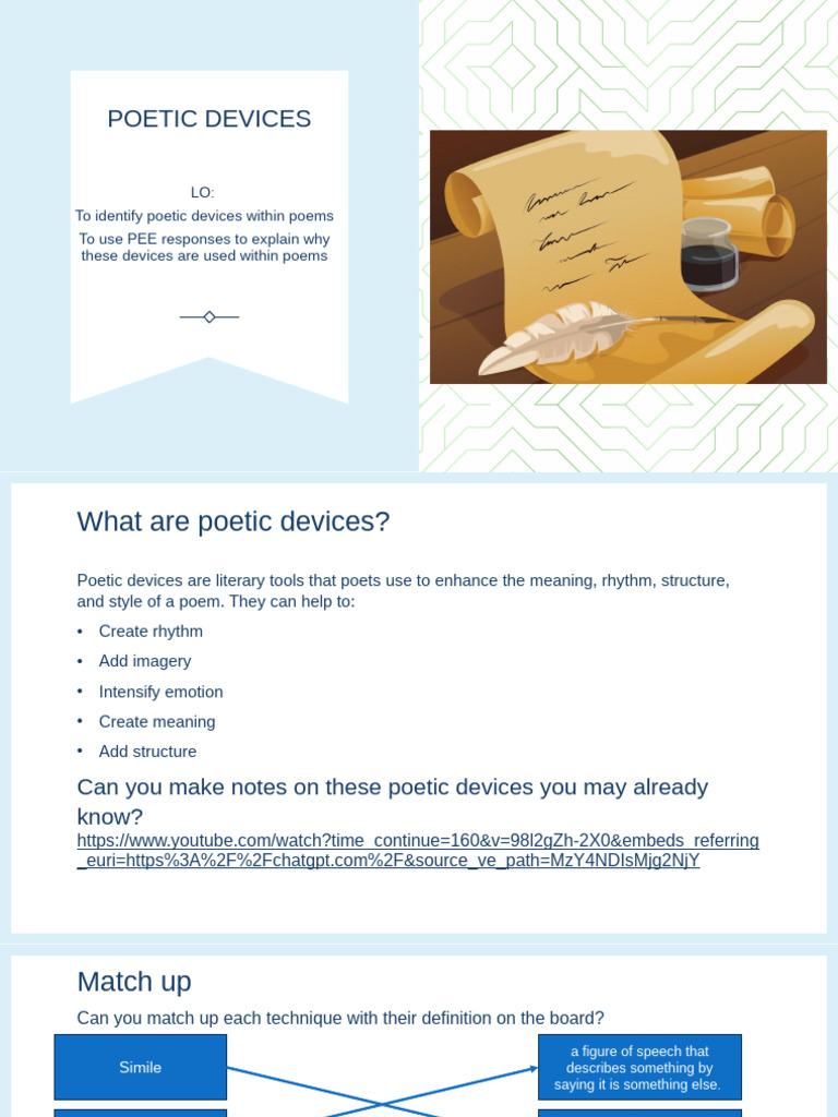 Lesson 1 - Poetic Devices | PDF | Poetry | Poetic Devices