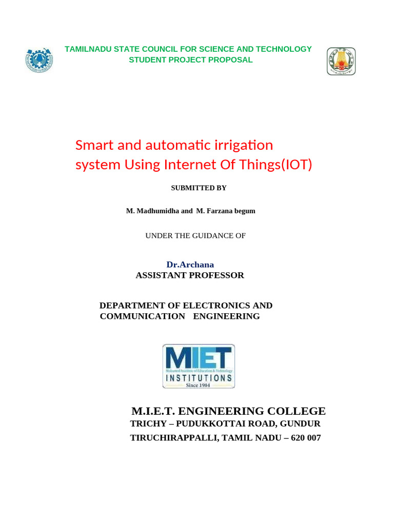 IoT-Based Smart Irrigation Proposal | PDF