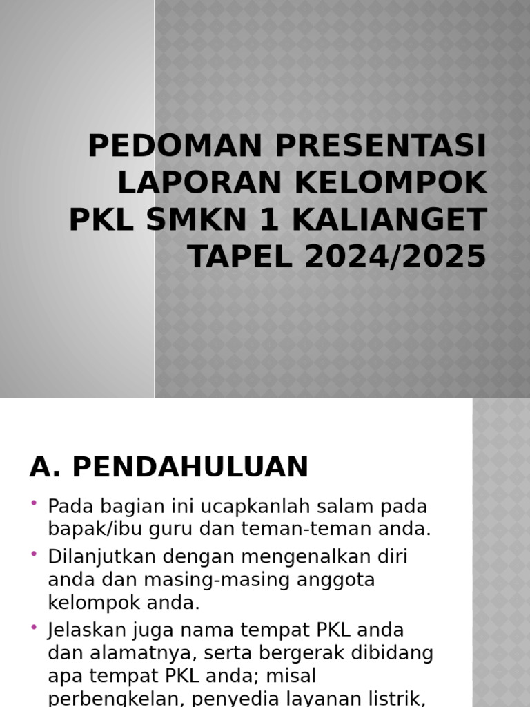 Pedoman Presentasi Laporan Kelompok PKL | PDF