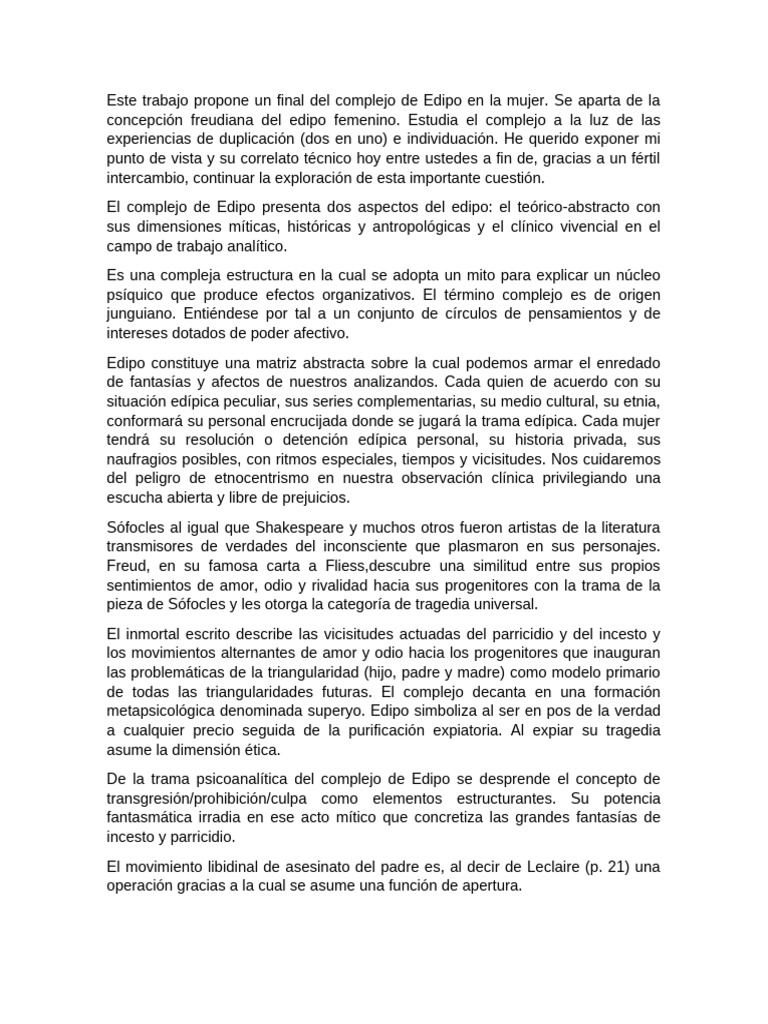 Edipo en Freud | PDF | Complejo de Edipo | Sigmund Freud