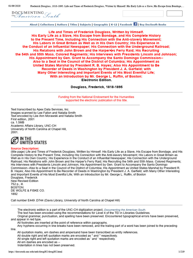 Frederick Douglass 1818 1895 Life and Times of Frederick Douglass | PDF ...