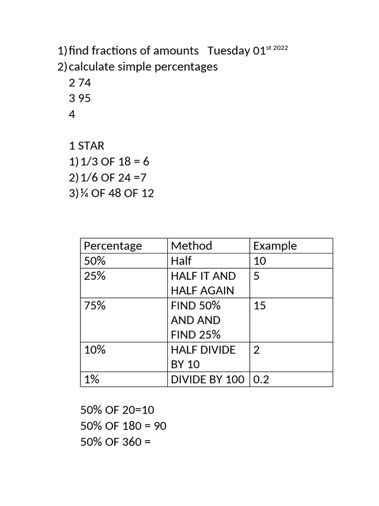 Find Fractions of Amounts Tuesday 01st 2022 | PDF