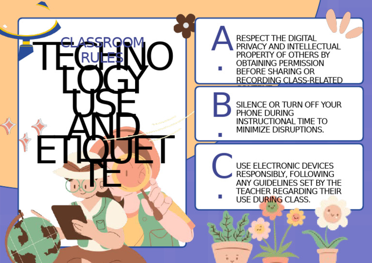 Yellow and Purple Illustrative Classroom Rules Poster | PDF