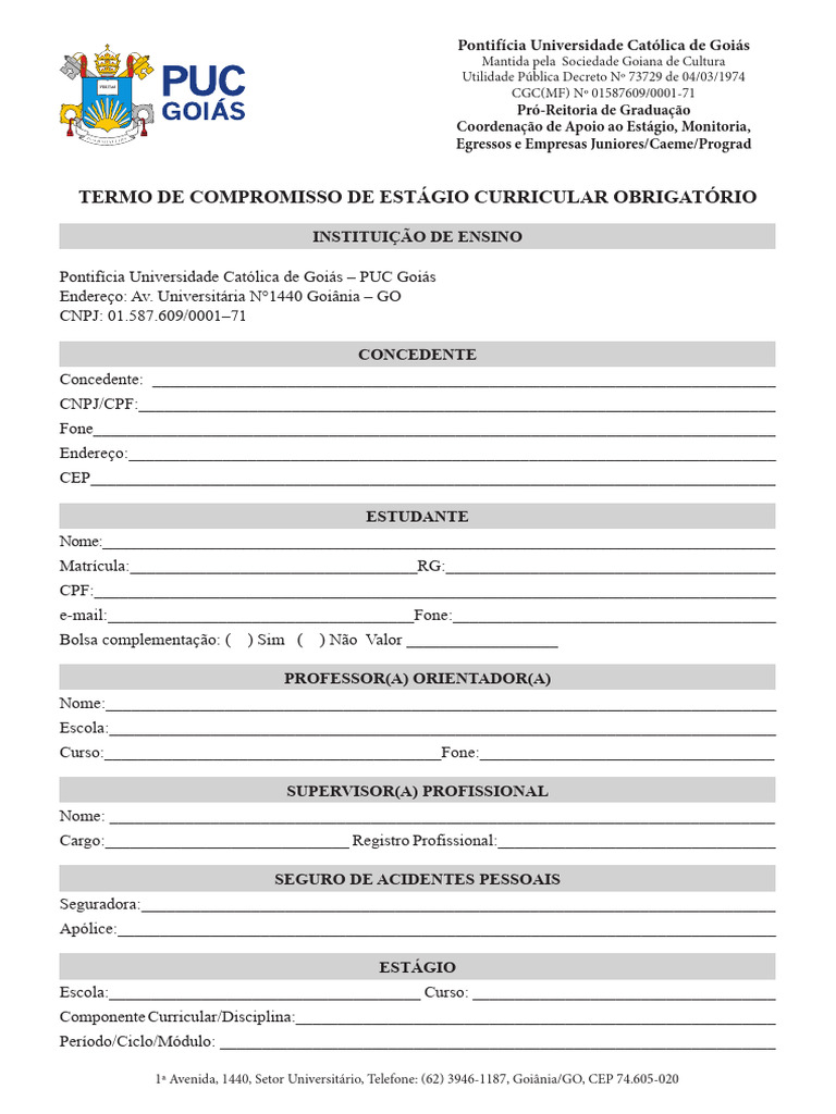 Termo de Compromisso de Estagio Obrigatorio Thamiris (1) Assinado | PDF | Estágio | Procura de ...