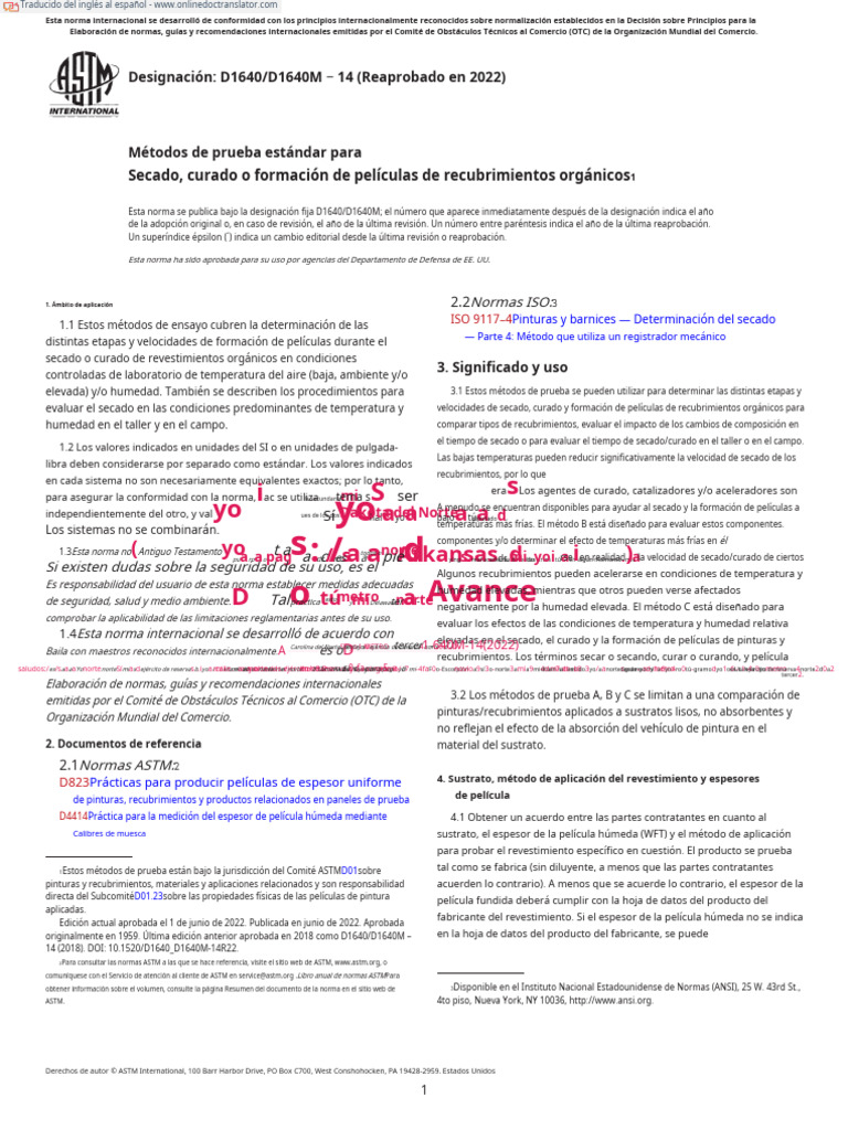 ASTM D1640 D1640M 14 2022 .En - Es | PDF | Revestimiento | Humedad