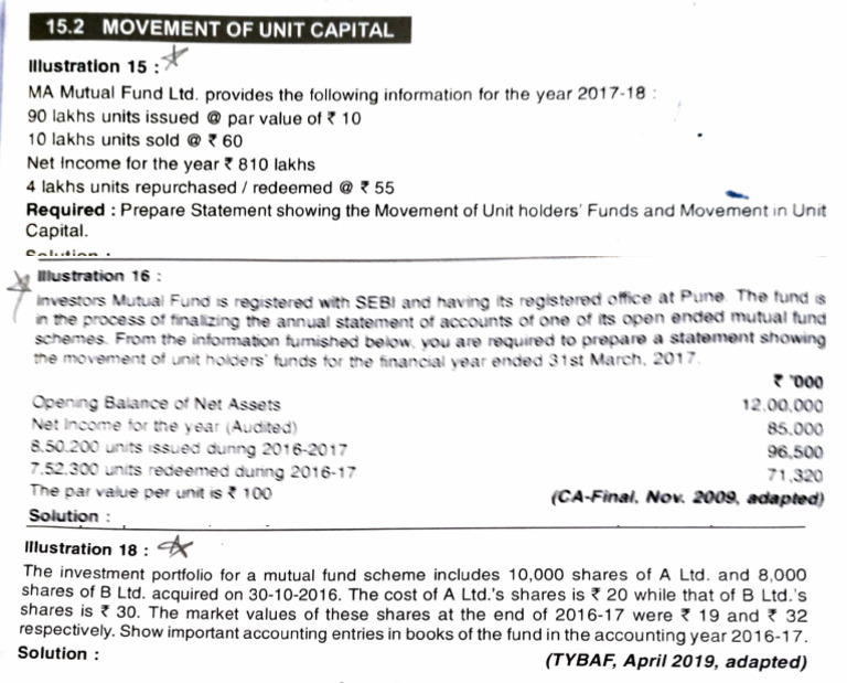 Movement of Unit Capital in Mutual Funds | PDF | Mutual Funds | Money