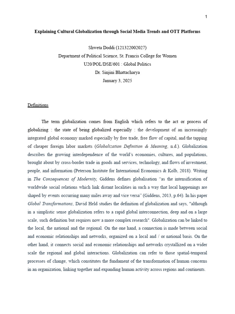 Cultural Globalization via Social Media Trends | PDF | Globalization ...