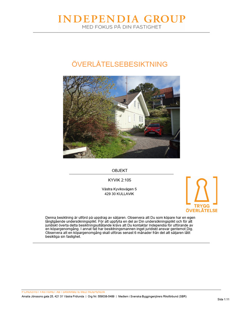 Överlåtelsebesiktning: Objekt | PDF