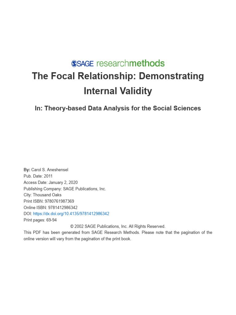 The Focal Relationship Demonstrating Internal Validity | PDF | Mental ...