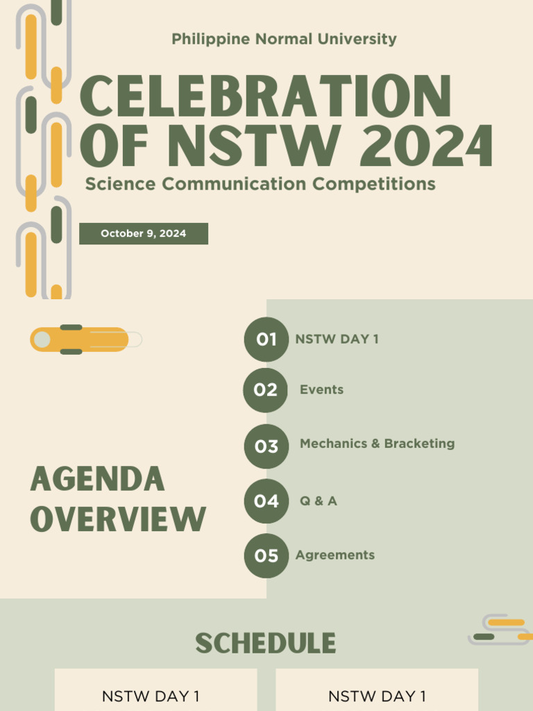 NSTW 2024 Science Competitions Schedule | PDF