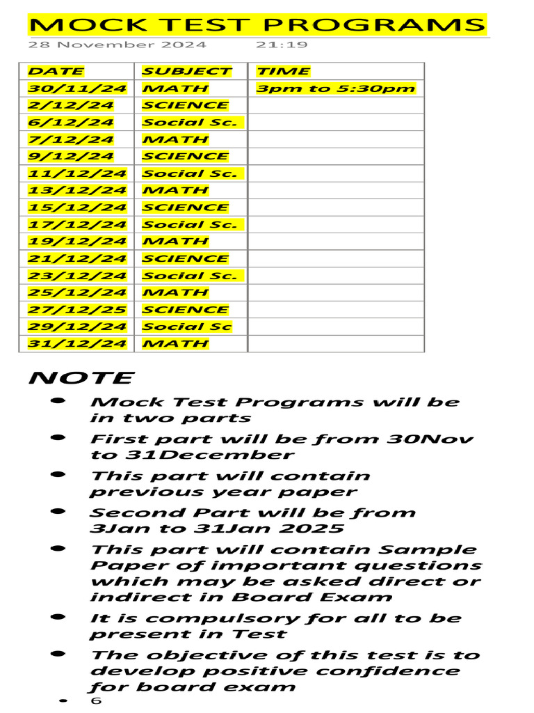 Mock Test Programs | PDF