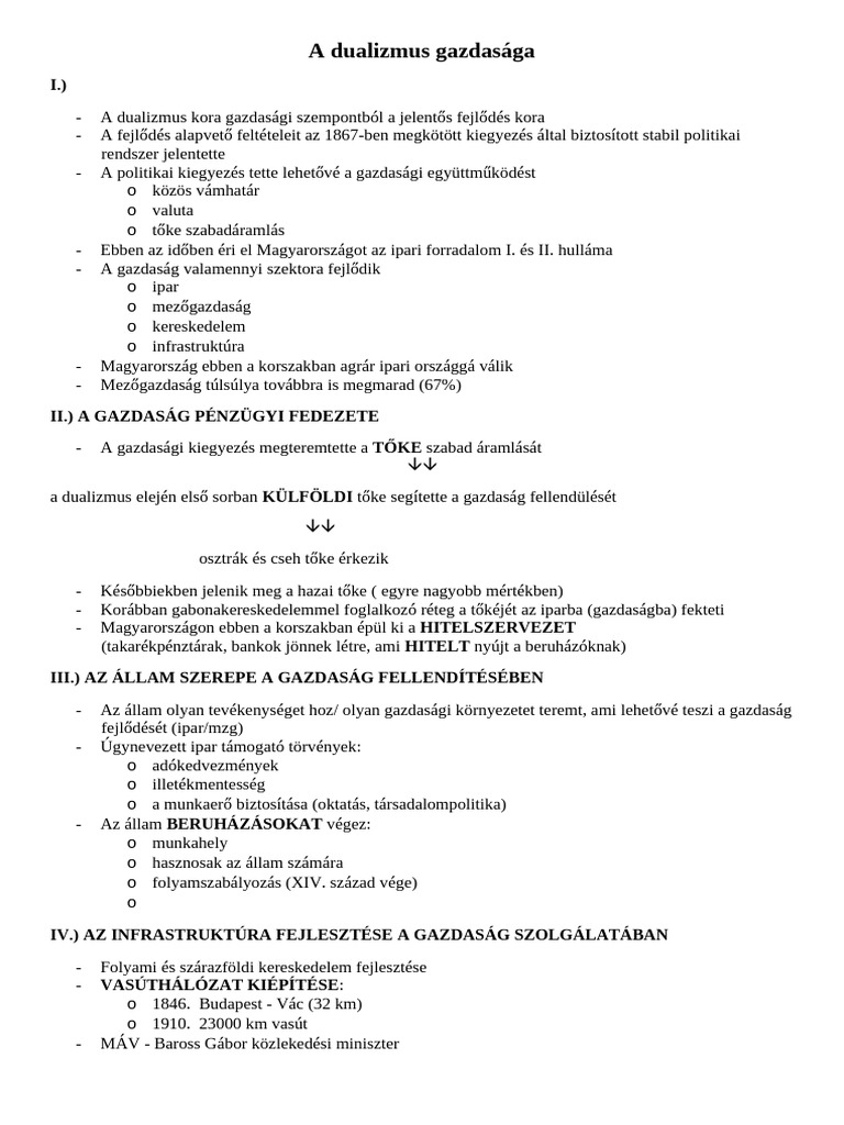 Tétel A Dualizmus Kori Magyarország | PDF