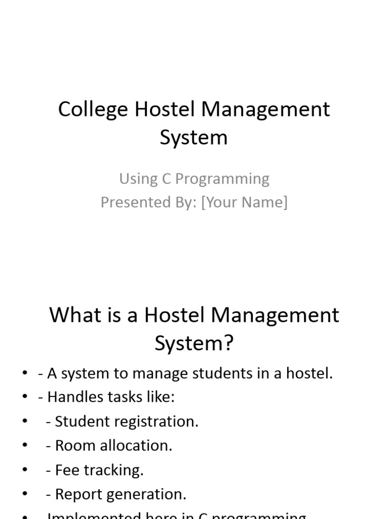 College Hostel Management System | PDF