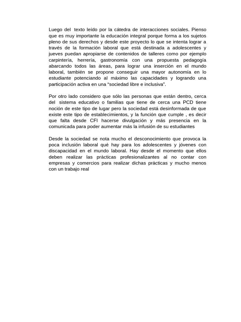 Reflexión de Interacciones Sociales | PDF