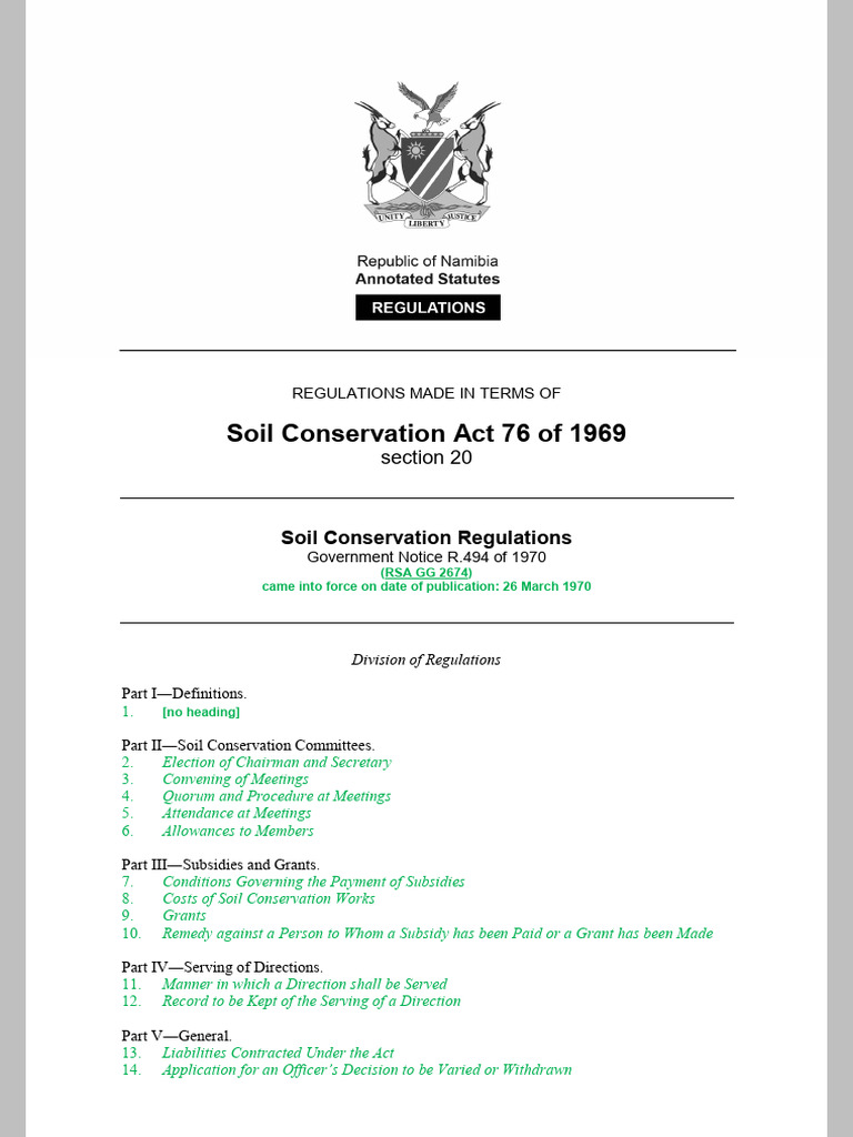 Soil Conservation Act 76 of 1969-Regulations 1970-0494 | PDF | Quorum ...