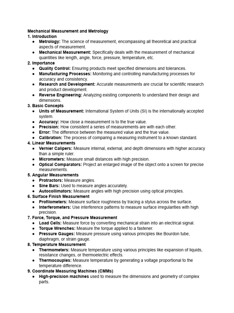 Mechanical Measurement and Metrology | PDF | Measurement | Accuracy And ...